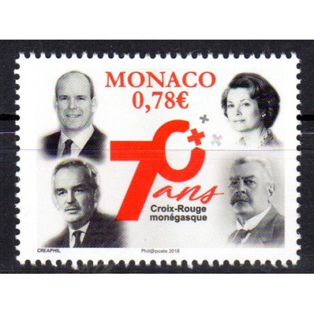 Timbre Monaco n°3127 70ème anniversaire de la Croix-Rouge monégasque