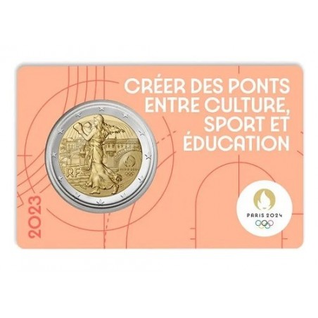 2 Euros commémorative France 2023 La Semeuse JO PARIS 2024 Blister Rouge
