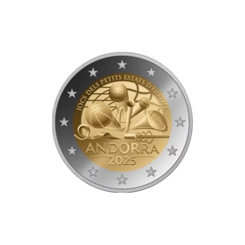 2 Euros commémorative BU Andorre 2025 Coin Card - Jeux des petits états ...